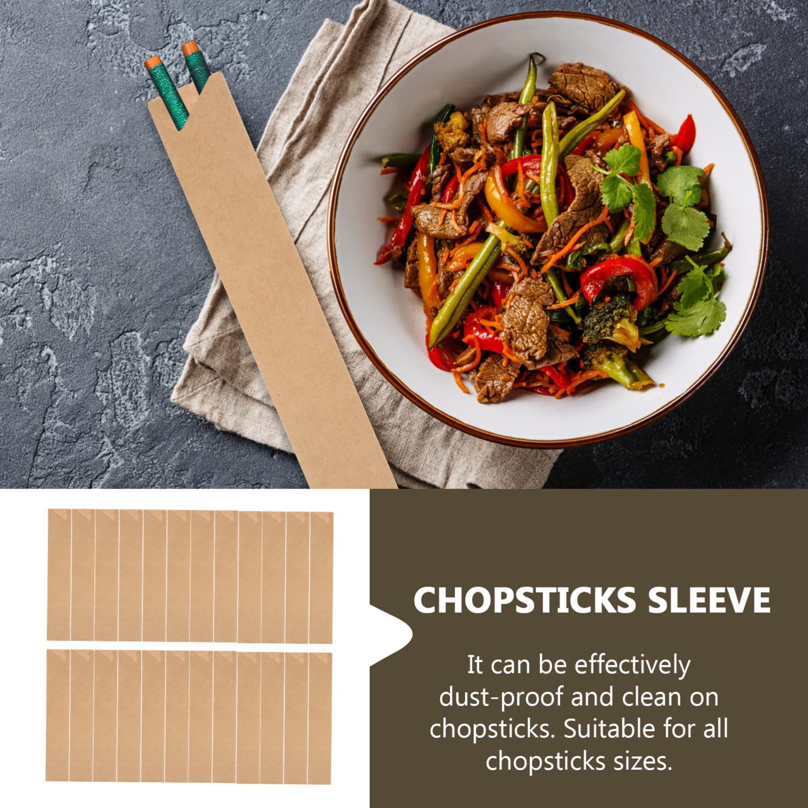 Disposable Chopsticks Silverware Sleeves 200Pcs Chopsticks Takeout Sleeve, Chopsticks Paper Bag, Disposable Chopsticks Packing Sleeves ( Light Brown ) Disposable Chopsticks Brown Paper Bags