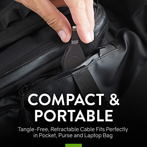ReTrak Premier Series ETLTUSBBLK Retractable Lightning to USB Charge and Sync Cable for iPhone, iPod, and iPad (Black), 3.2 feet