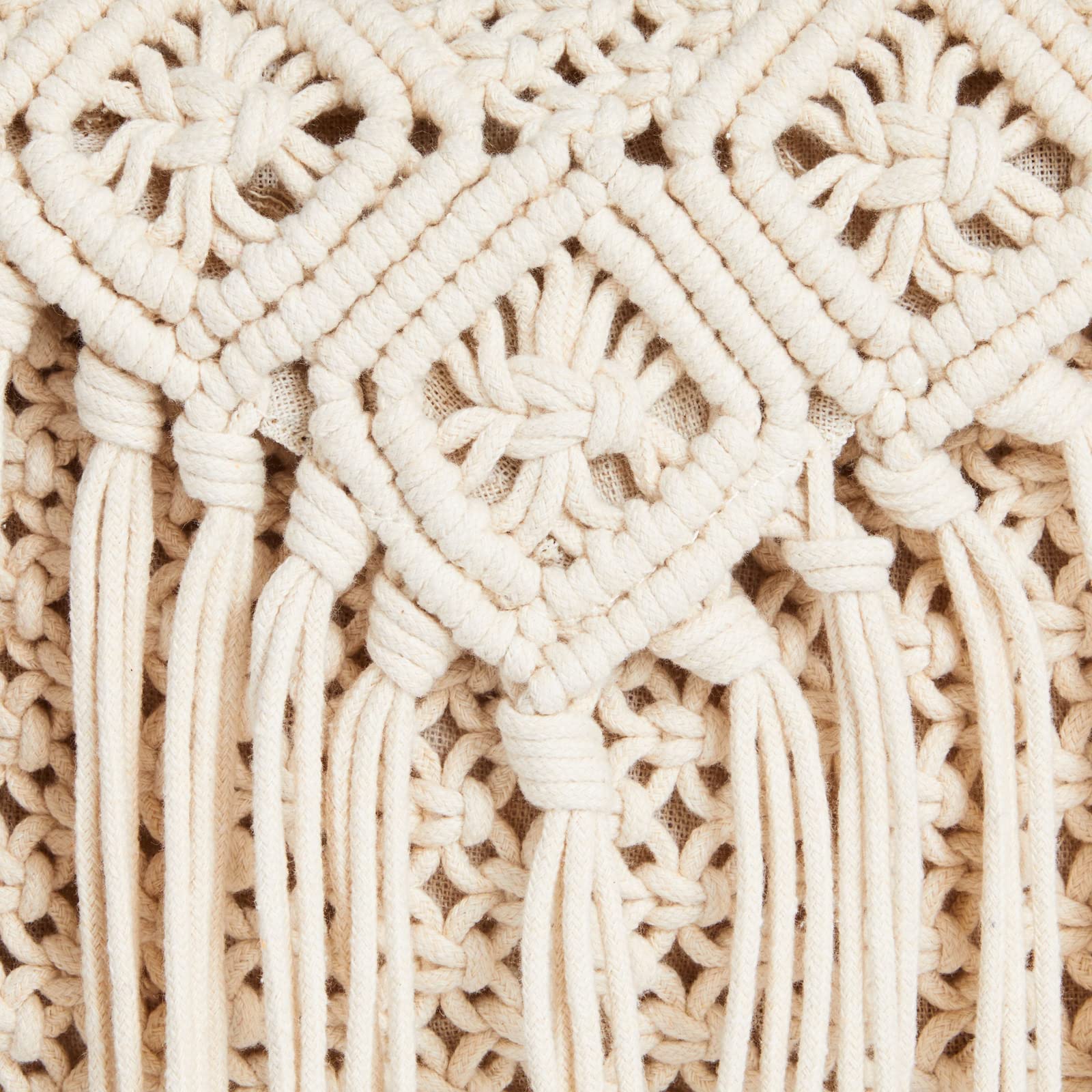 Small Cotton Crochet Purse with Tassel, Hippie Crossbody Bags for Women (White)