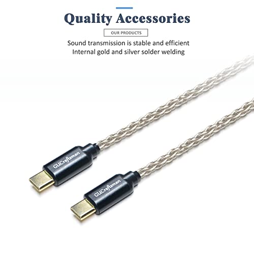 GUCraftsman USB C Type C to Type C Headphone Amplifier Cable 6N Single Crystal Silver for FiiO BTR5 Q1 Q3 Q3s Qudelix 5K xDuoo Link2 XD-05PLUS E1DA 9038G3 9038S 9038D Lotoo PAW S2¡