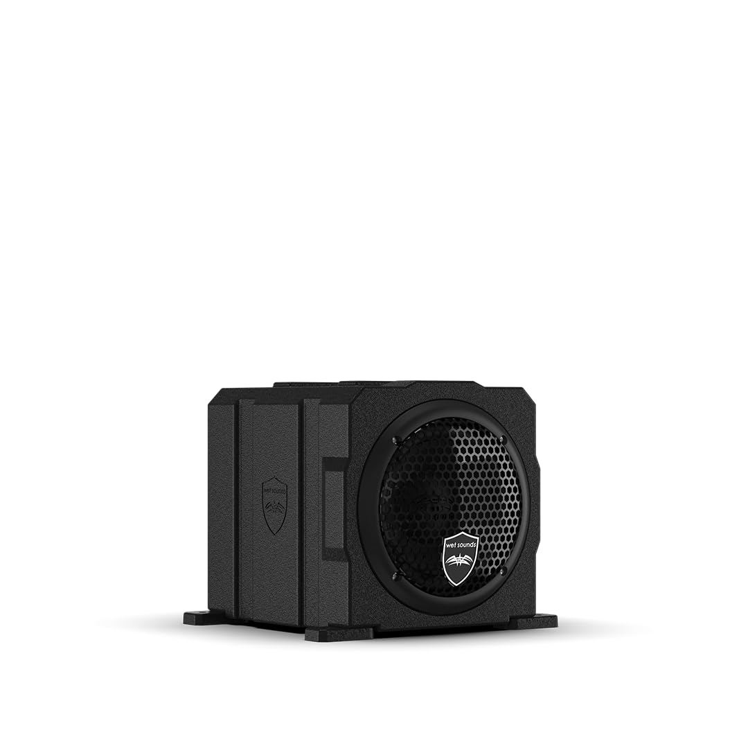 wet sounds | Stealth AS-6 | High Efficiency, 6.5" Active Marine Powered Subwoofer with Built-in 250 Watt Amp | Remote Level Control Included (Black)
