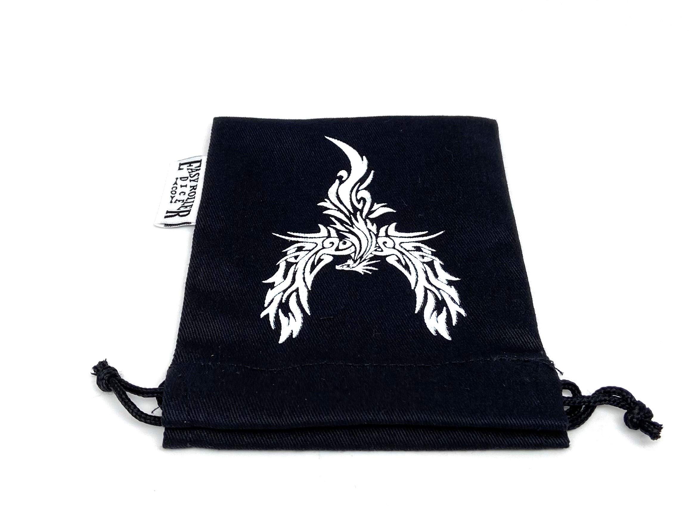 Small Twill Dice Bag - Holds Up To 40 Polyhedral Dice and Closes Tightly with Drawstring (Phoenix)