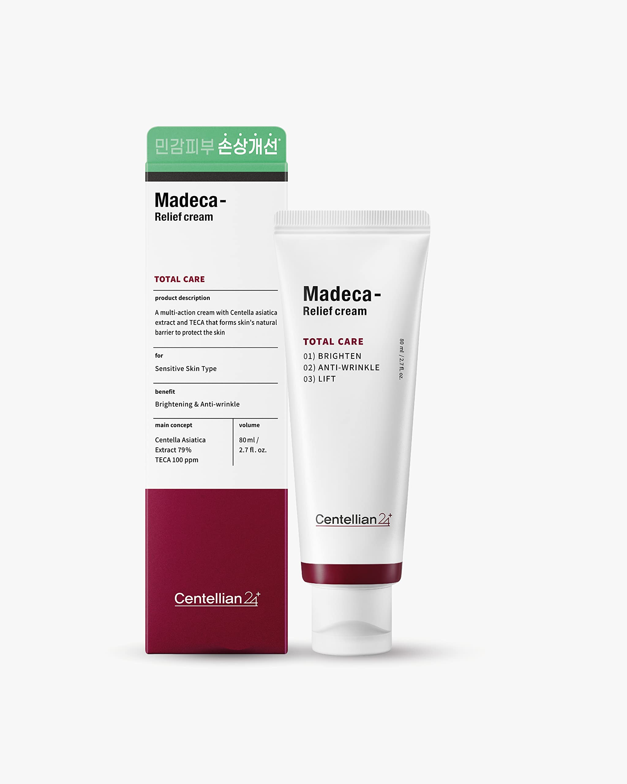 CENTELLIAN 24 Relief Cream (2.7fl oz) - Moisturizer for All Skin Types. Korean Skin Care for Barrier Repair and Enhanced Elasticity. TECA, Asiatica (Cica).