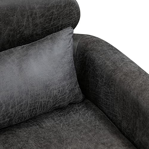 HomSof Modern Chenille Loveseat Small Mini Room Couch Two-Seater Sofa with 2 Throw Pillows Gold Metal Legs, Valley Gray/Bronzing Cloth