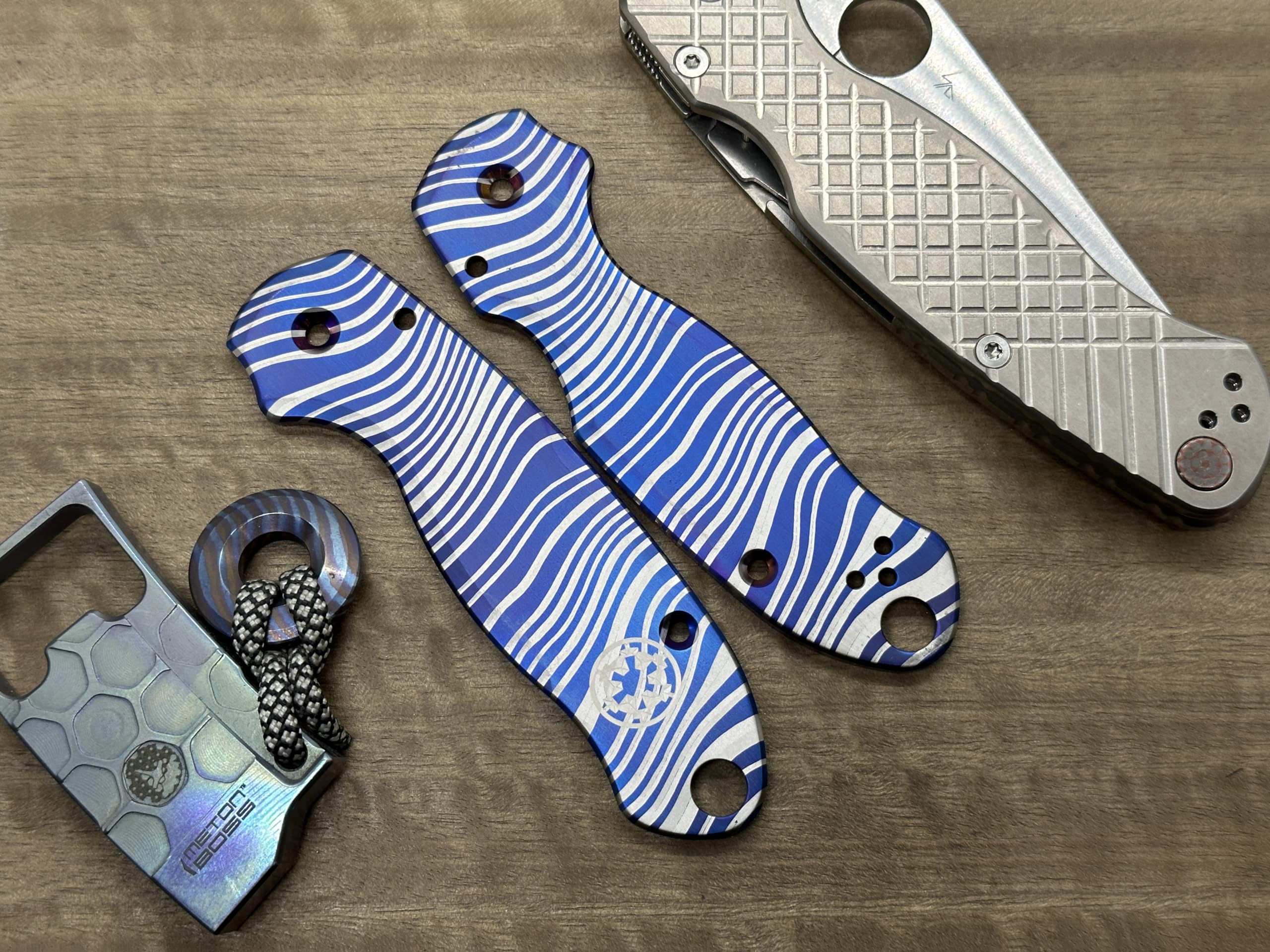 Flamed Mandalorian Titanium Scales for Spyderco Para 3