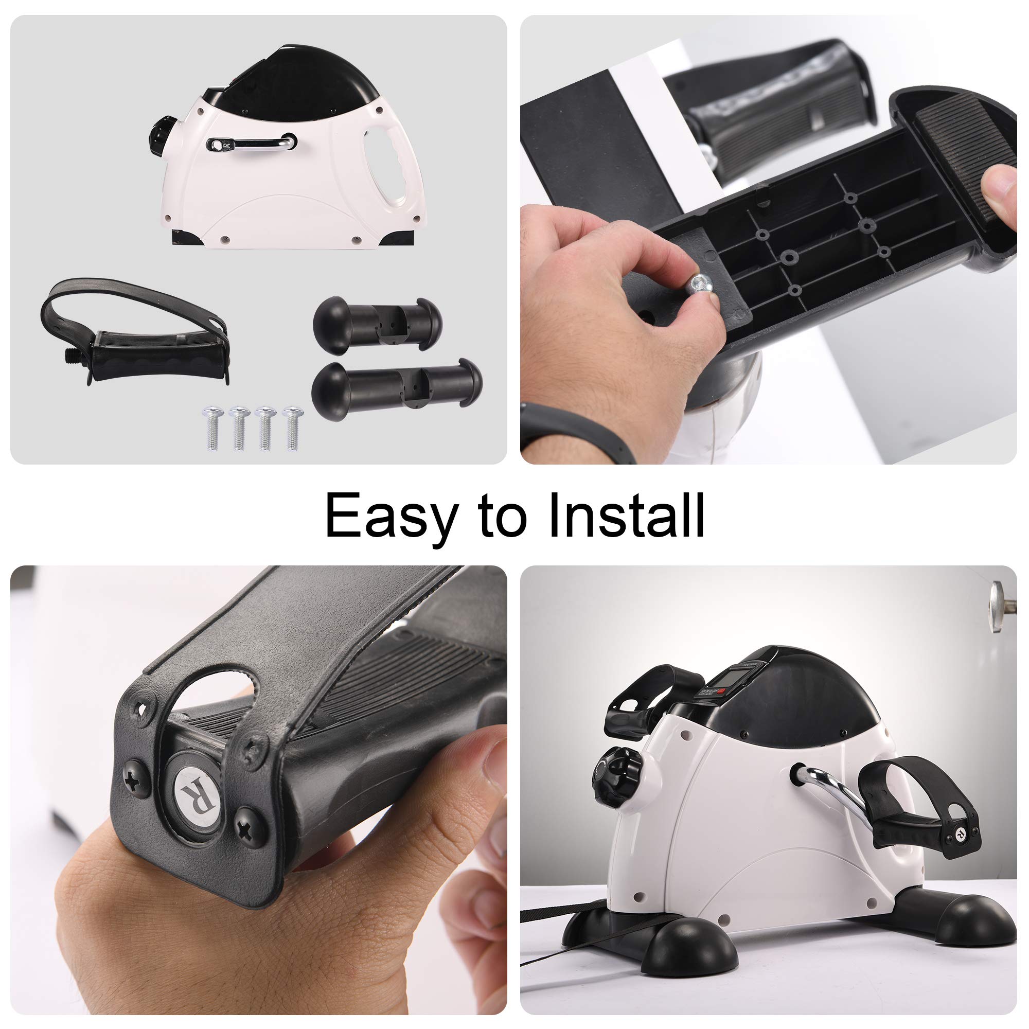 CEWINO Under Desk Bike Pedal Exerciser,Mini Exercise Bike,Portable Foot Peddler Desk Bike for Physical Therapy Leg and Arm Exercisers,Adjustable Sitting Pedal Exerciser for Elderly Men Women