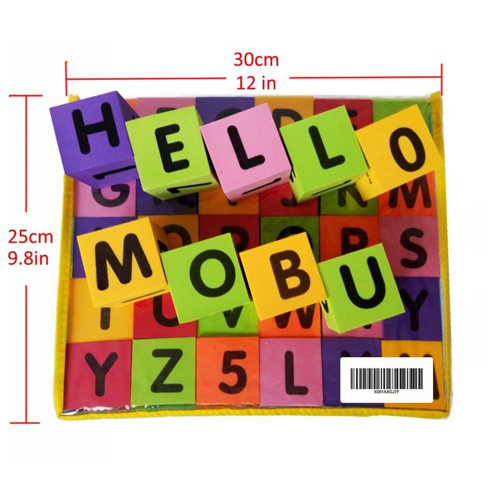 MOBU Foam Building Blocks for Toddlers,30 pcs Alphabet Blocks with Storage Bag,Learning Letter ABC, Numbers 0-9, Stacking Blocks for Kids