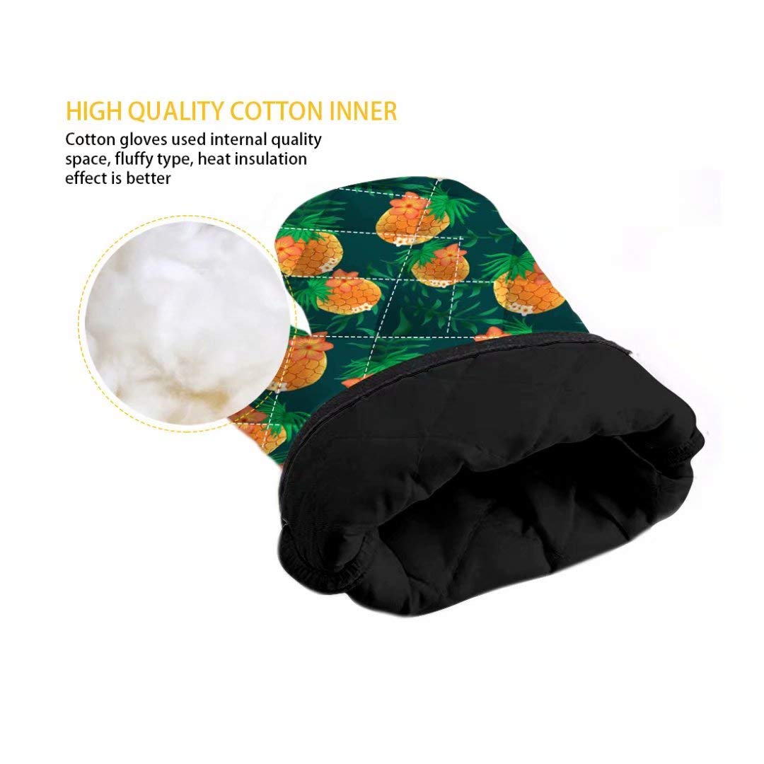 Dellukee Fox Print Oven Mitts Premium Heat Resistant Kitchen Microwave Gloves Cotton Oven Mitt and Pot Holder Set for Baking Cooking Grilling BBQ