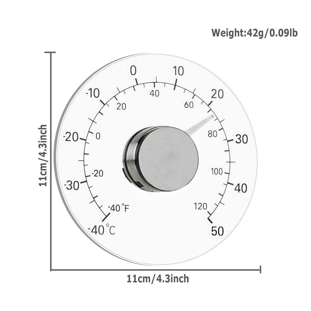 GuDoQi Indoor Outdoor Window Thermometer, No Battery Required, Transparent Dial, Weather Thermometer, Accurate Readings for Home, Office, Patio