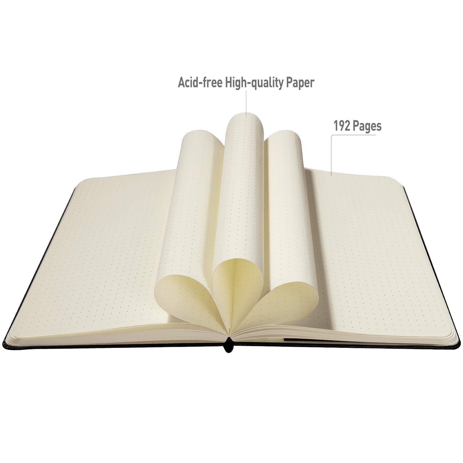 Dotted Classic Hard Cover Notebook - Mitalybase Large 5.4 x 8.3 inches, Thick Paper, 192 Pages, Journal (Black, Dotted)
