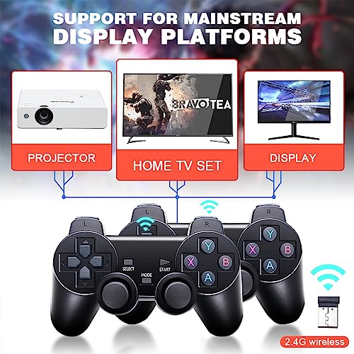 Nostalgia Stick Game - Wireless Retro Stick Game Console, Dual 2.4G Wireless Controllers Built-in 10000+ Games,Plug & Play Video Game Stick,4K HDMI Output (M8 64g)