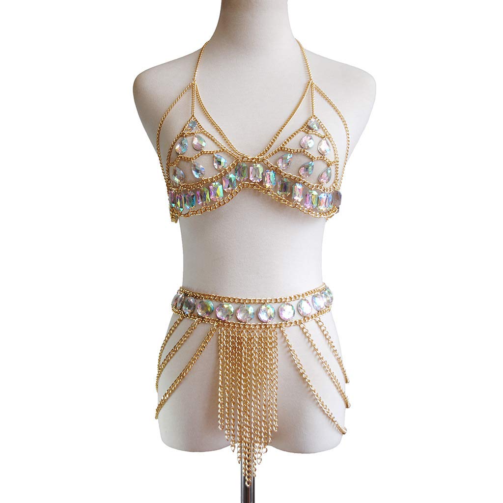 Connie Cloris Women's Sexy Suit Body Chain (E-Gold Colour)