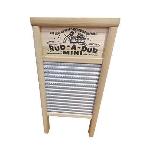 Lehman's Rub A Dub Mini Laundry Clothes Washboard Tin Spiral Crimp Wood Frame