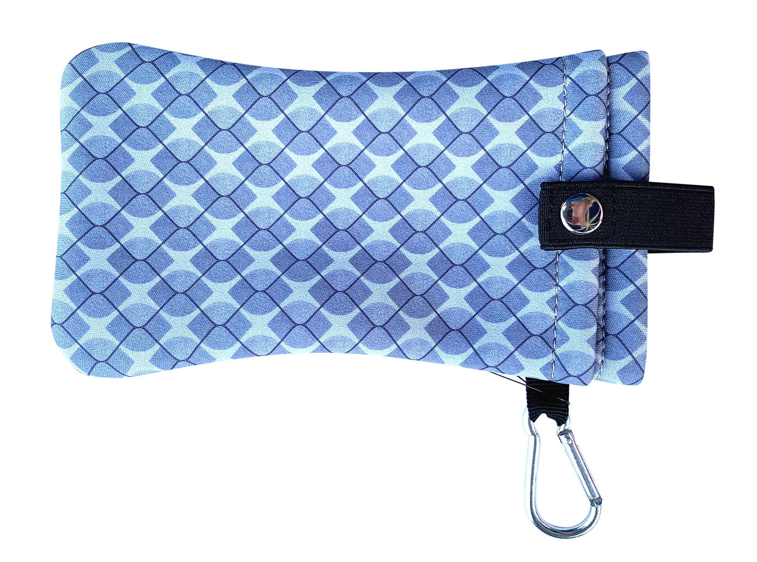 Double Eyeglass Case Pouch and Soft Sunglasses Holder with Clip by Buti-Eyes (Grey Mod Waves)