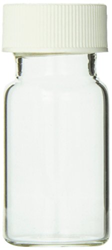 JG Finneran 9-084 Clear Borosilicate Glass Standard VOA Vial with White Polypropylene Solid Top Closure and 0.100" PTFE/Silicone Liner, 24-400mm Cap Size, 20mL Capacity (Pack of 72)