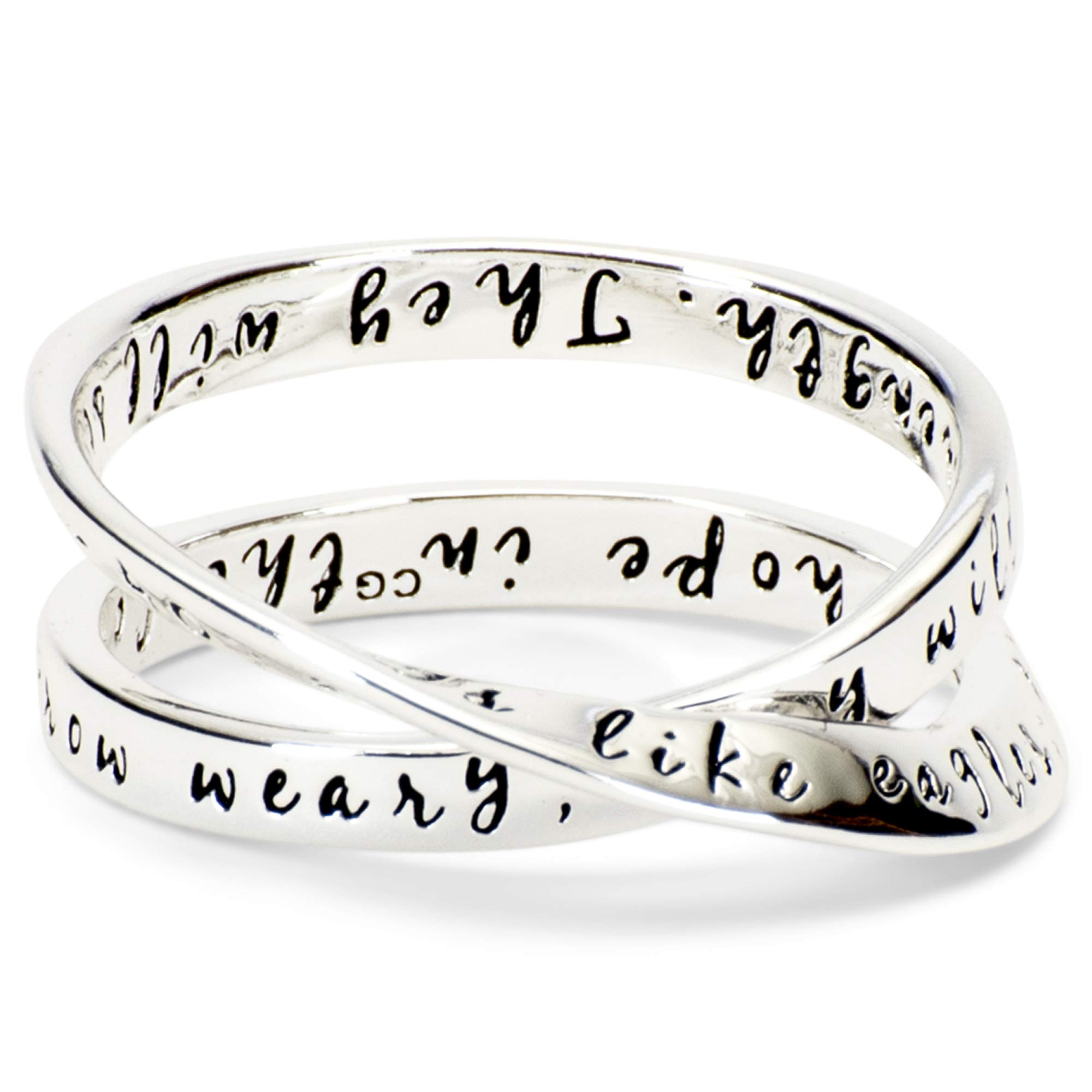 Dicksons Isaiah 40:31 Inspirational Women's Double Mobius Silver-Plated Fashion Ring, Size 8