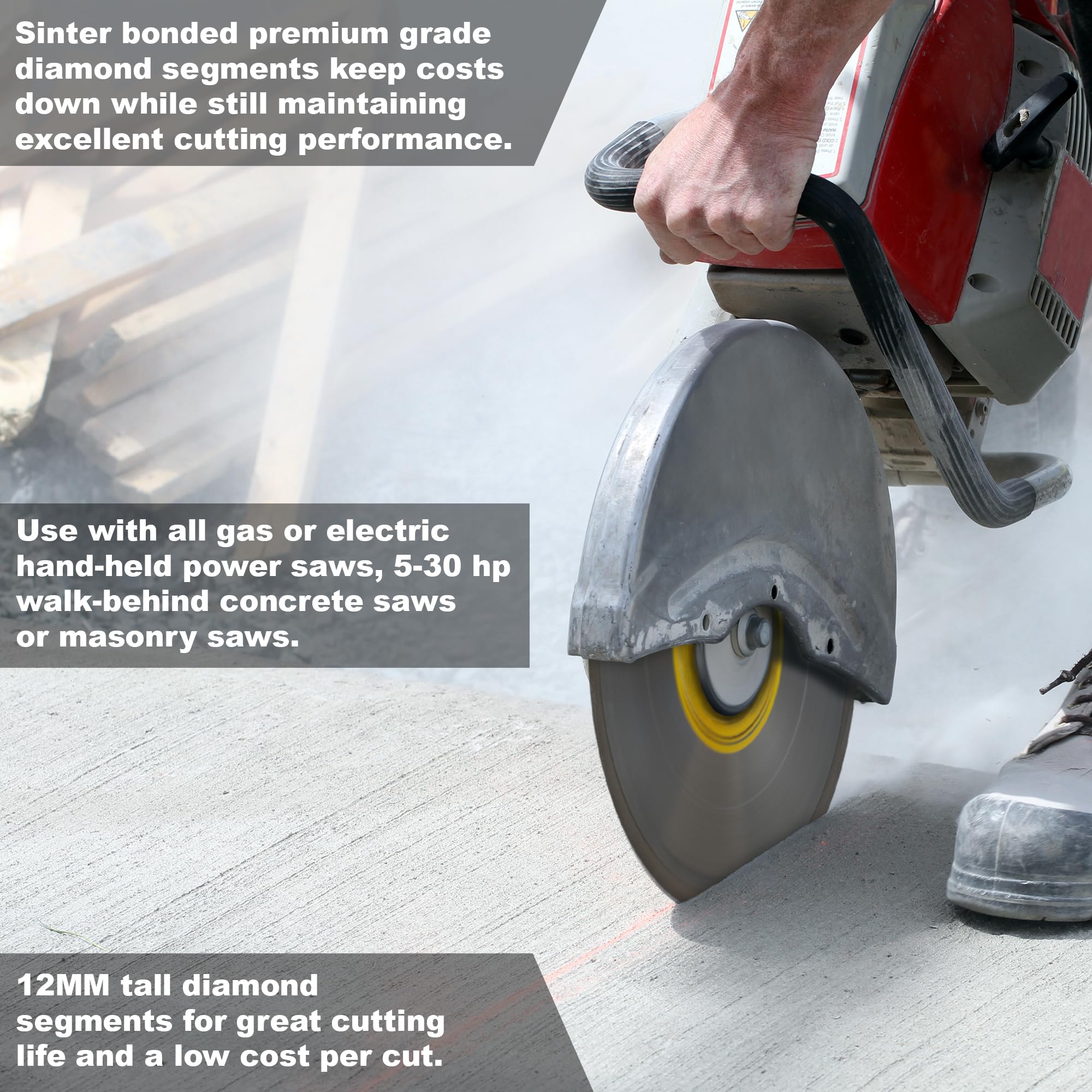 Delta Diamond Cougar HS 14 inch Diamond Blade, Premium, Segmented, General Purpose Dry or Wet Cutting of Concrete, Block, Paver, Brick (14" X 1"-20mm Arbor)