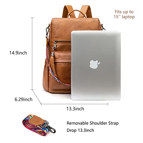 PINCNEL Backpack Purse for Women – Fashion Womens PU Leather Backpack – Anti-Theft Backpack Shoulder Bag with Multifunctional Pockets (Black)