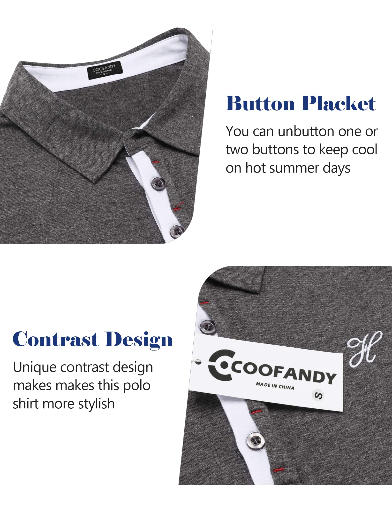 COOFANDY Men's Short Sleeve Golf Polo Shirts Slim Fit Casual Polo T-Shirts Basic Designed Cotton Shirt (Dark Grey XXL)