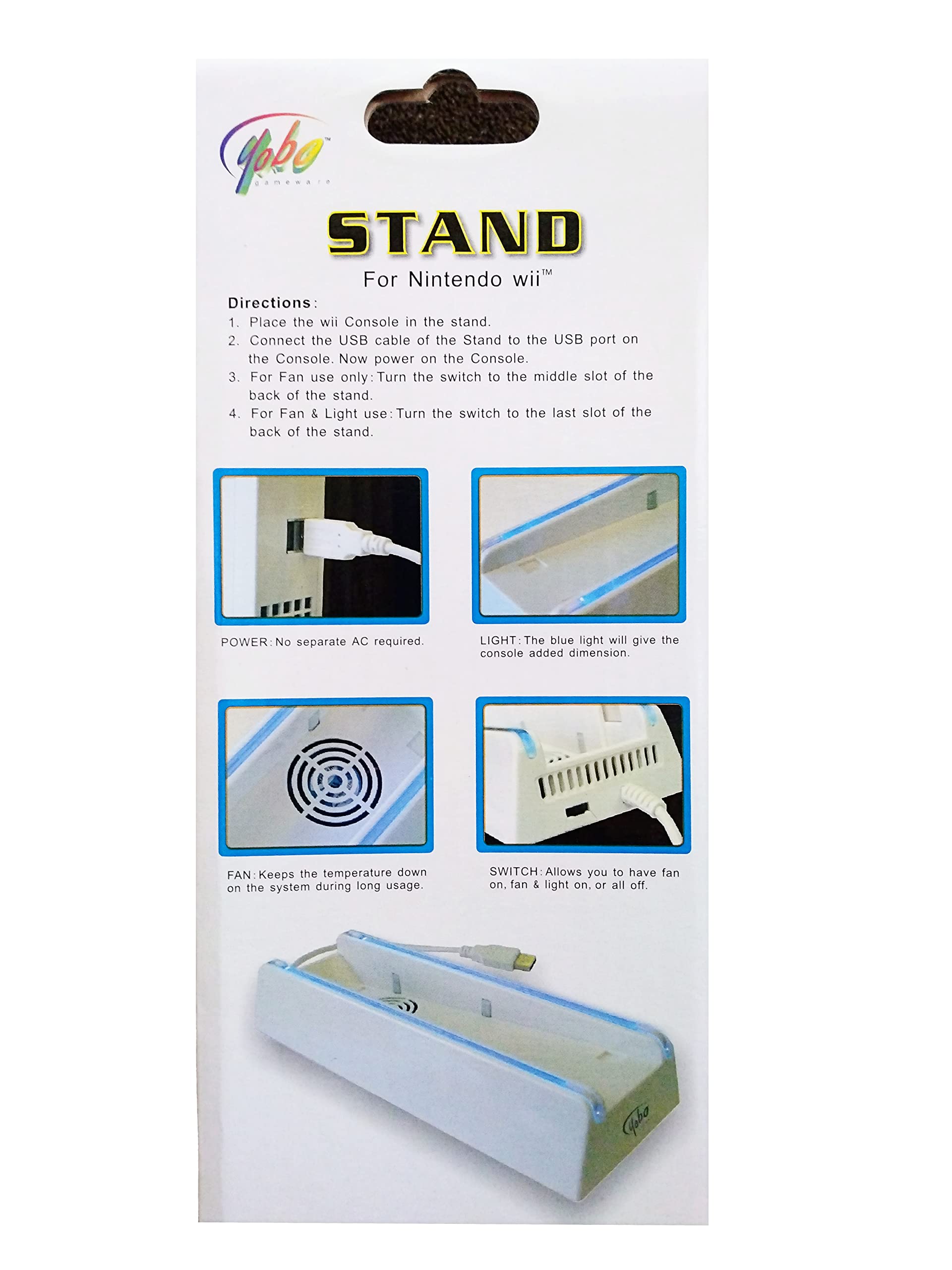 Wii Lighted Console Stand Coolier by Yobo Wii compatibles