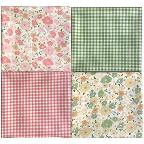 levylisa 8 Pieces 18" x 22" (46cm x 56cm) Cotton 100% Floral Printed Sewing Supplies Fabric for Quilting Patchwork, DIY Craft, Scrapbooking Cloth