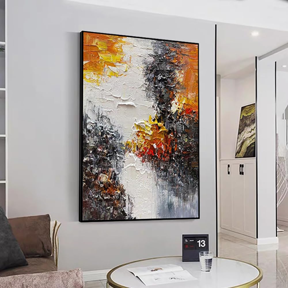Canvas Painting 3D Abstract Painting Hand Painted Thick Oil Painting Modern Abstract Wall Art Decoration Home for Living Room,31inx47in,No Frame