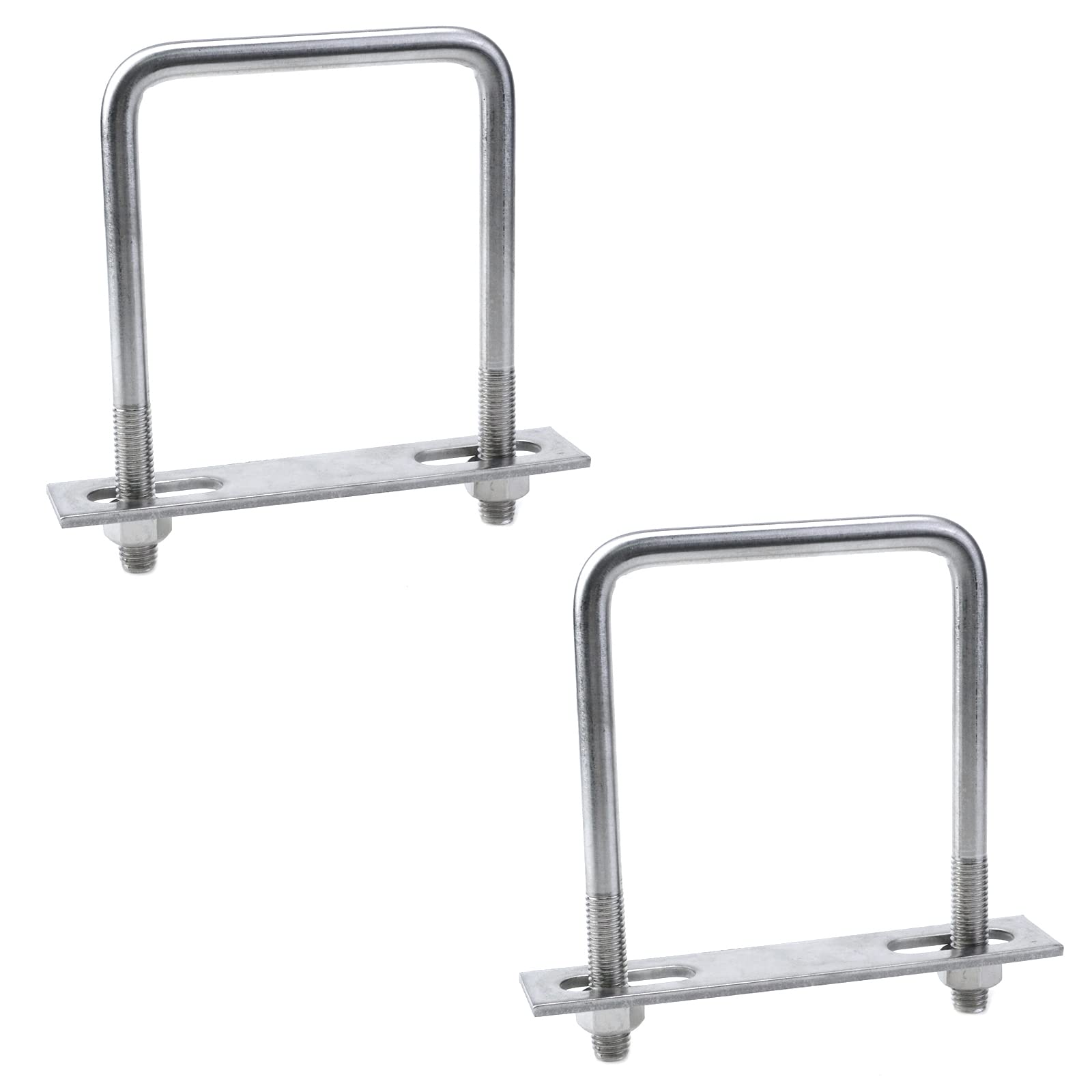 Faotup 2PCS Silver Square U-Bolts,U Bolts Stainless Steel,U Bolt Tie Down,U Bolt with Plate,M12*100 * 150