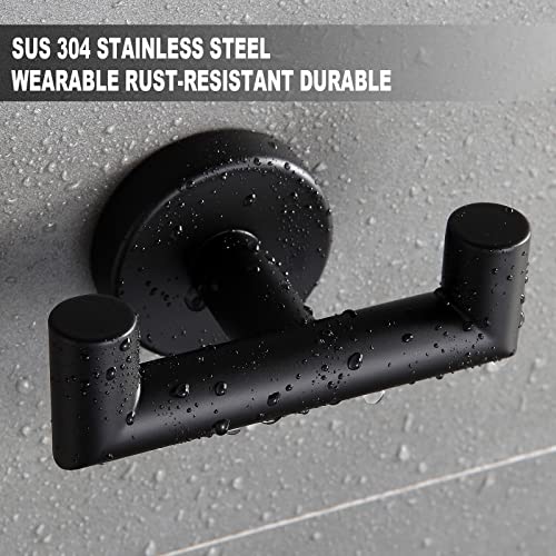 Orlif Double Towel Hook,Black SUS304 Stainless Steel Robe Hook Wall Mounted Bath Towel Hanger Towel Holder Coat Hook for Bathroom, Kitchen, Bedroom, Hotel…