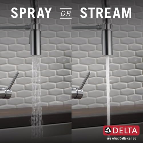 Delta Faucet Trinsic Pro Commercial Style Kitchen Faucet, Kitchen Faucets with Pull Down Sprayer, Kitchen Sink Faucet, Faucet for Kitchen Sink with Magnetic Docking, Arctic Stainless 9659-AR-DST