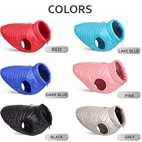 Harikaji Dog Winter Coat with D Ring,Super Light Small Dogs Warm Coat Zip Waterproof Pet Cat Warm Jacket Vest Apparel for Small Medium Dogs(Pink,L)