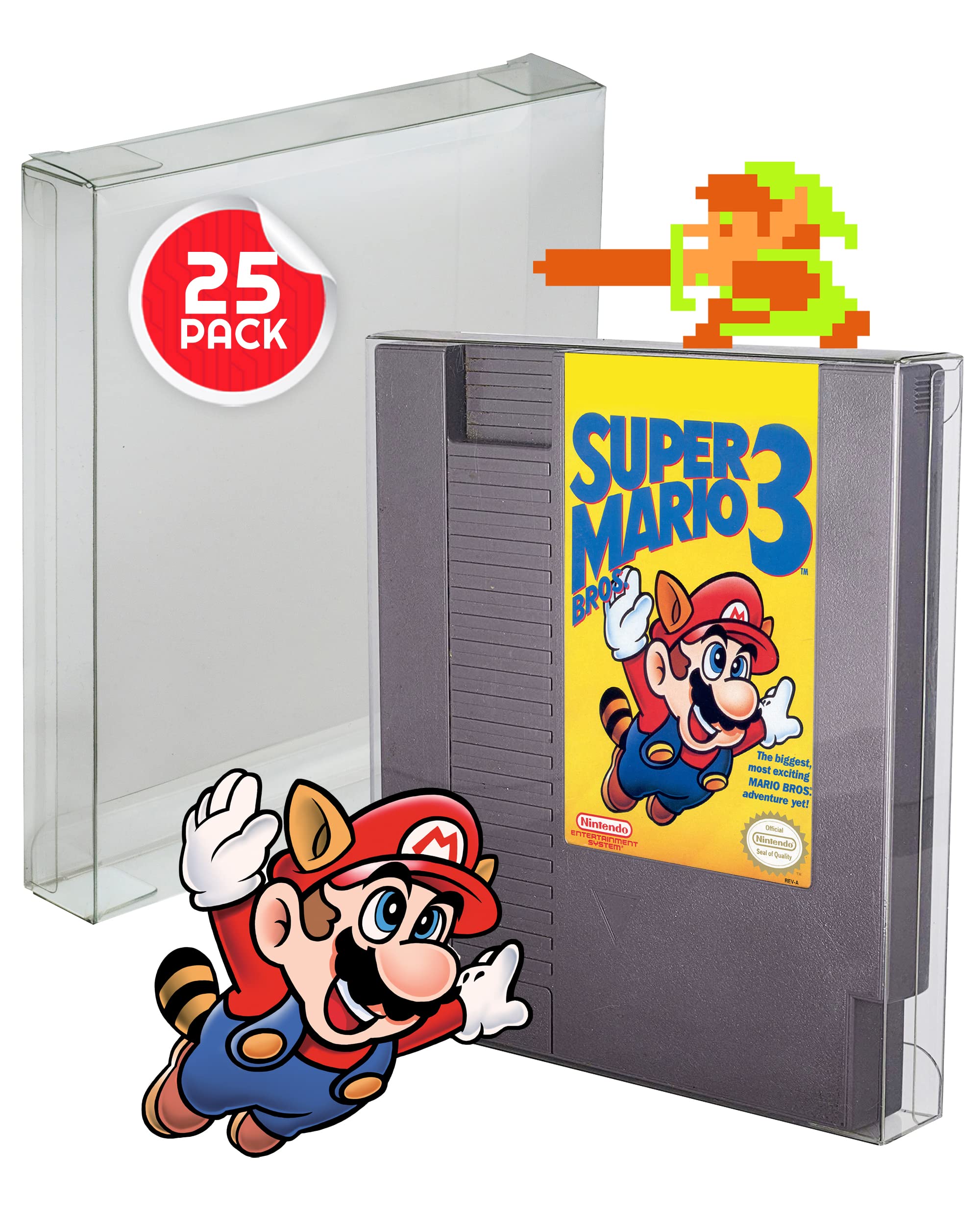 NES classic edition • NES Cartridge Case •Protector Compatible with Nintendo NES Games Cartridge - 0.40MM Thick, compatible for Legend of Zelda, Mario Bros, Mega Man, Metroid, Super Mario (Pack of 25)