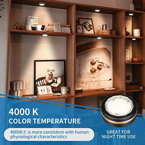 LEASTYLE Under Counter Lights for Kitchen,Wireless LED Puck Lights with Remote Control 6 Pack, Under Cabinet Lighting Battery Operated,Stick-up Steps Lights Indoor