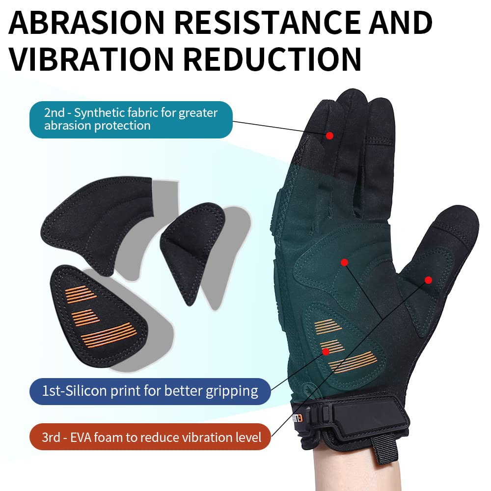 FEAR GEAR Mechanix Gloves For Men,Durable Touchscreen Safety Work Gloves Men,Flexible Grip For Gardener,Yard Chores,Orchard