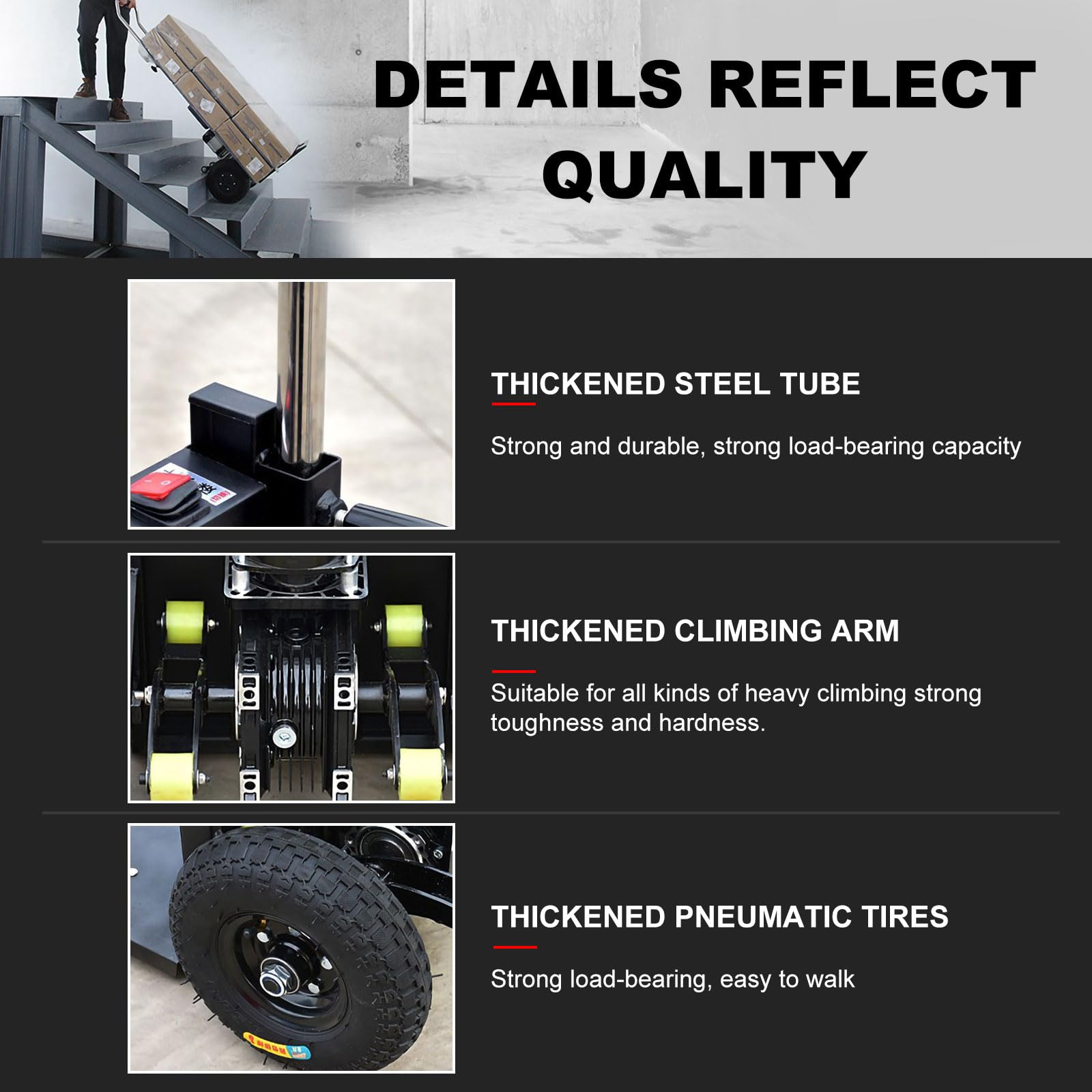 Electric Stair Climbing Hand Trucks Cart Easy Up/Down, 1200 W 881lb Max Load for Moving Warehouse Logistics Distribution
