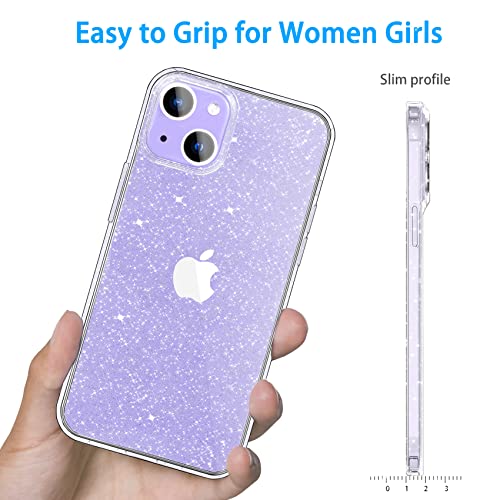 JJGoo Compatible with iPhone 14 Plus Case, Clear Glitter Sparkle Soft TPU Anti-Scratch Shockproof Protective Phone Bumper, Women Girls Cute Slim Bling Sparkly Phone Case for iPhone 14 Plus