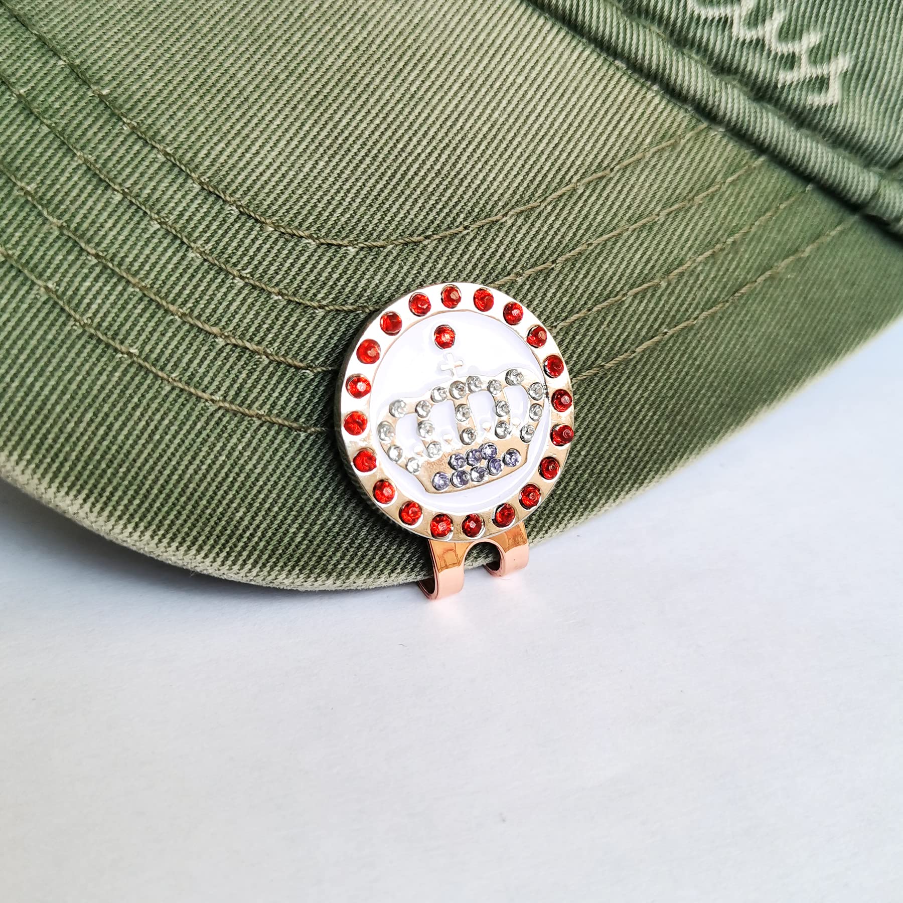 Crystal Golf Ball Marker Magnetic Hat Clip Set Golf Bag Accessories Gift for Women Golfer (C225_Crown)