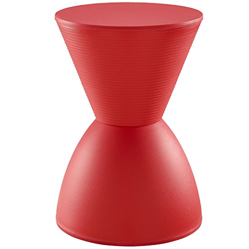 Modway Haste Contemporary Modern Hourglass Accent Stool in Red