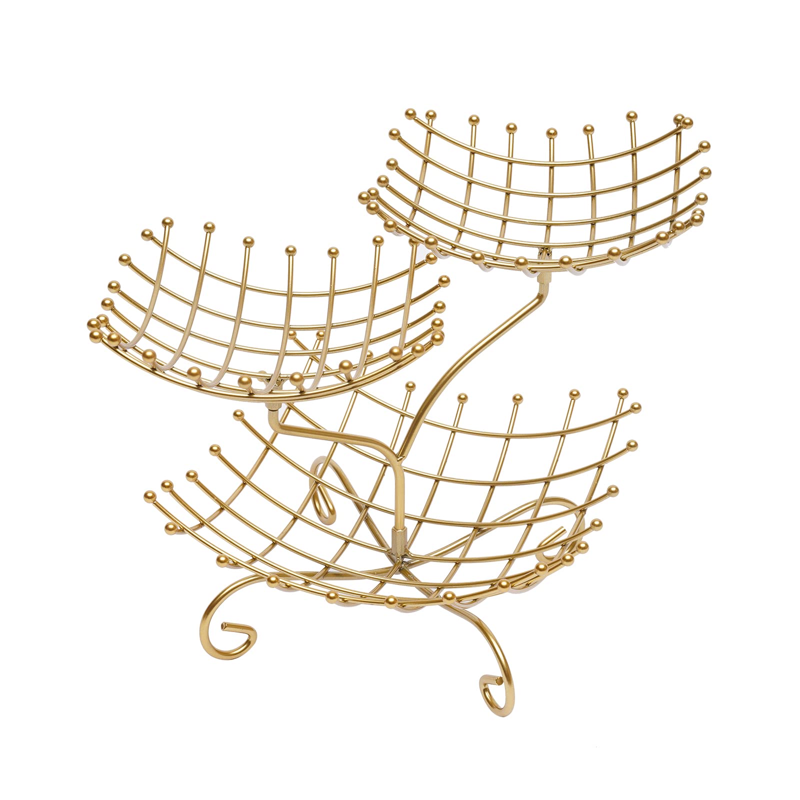 DYRABREST 3-Tier Fruit Basket Fruit Bowl Stand Fruit Cake Tray Plate 3 Tier Storage Rack Fruit Vegetable Bowl Desserts Candy Buffet Plate Serving Tray fo Family Dinner Birthday Party Wedding (Gold)