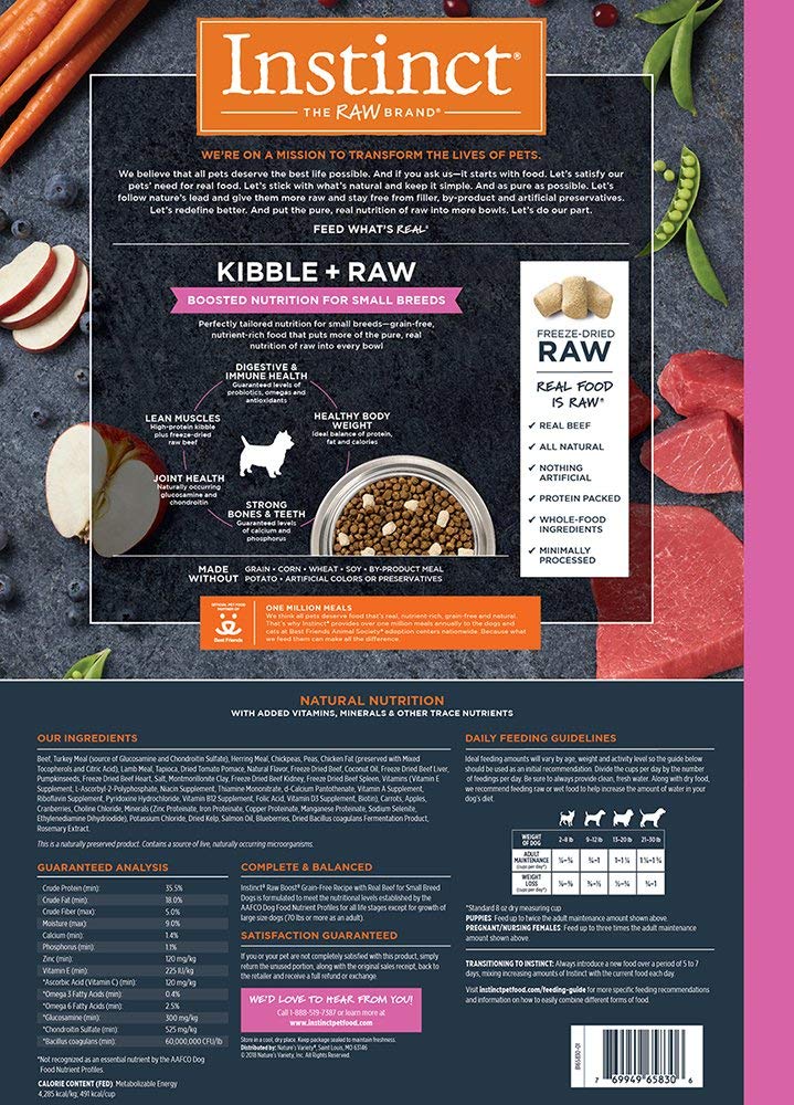 Instinct Raw Boost Small Breed Grain Free Recipe with Real Beef Natural Dry Dog Food, 10 lb. Bag