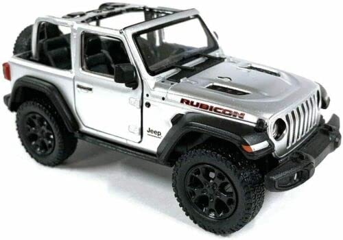 Compatible with Jeep 2018 Wrangler Rubicon Silver Open Top Convertible 1/34 Scale Diecast Car
