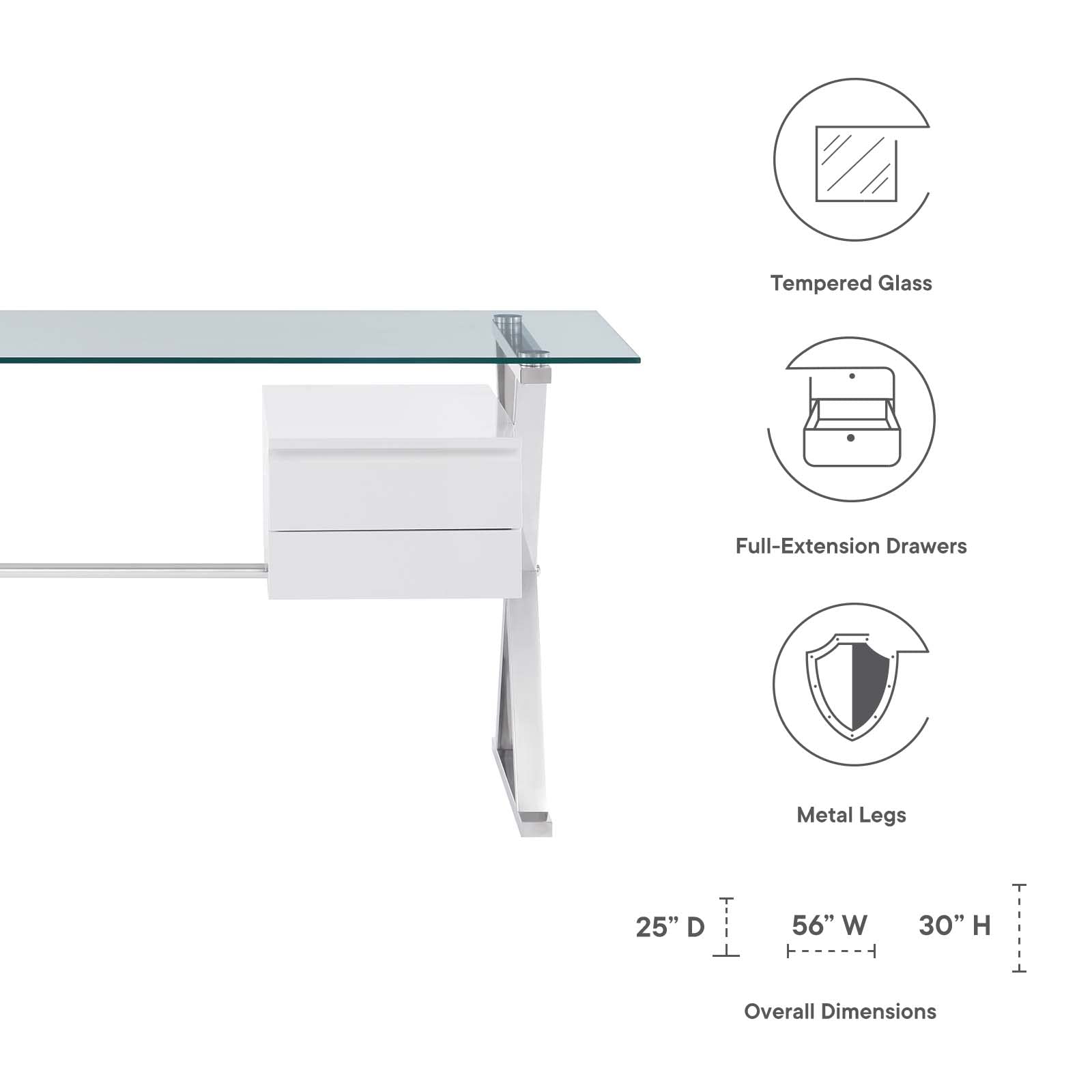 Modway MO- Desk, Console Table, White