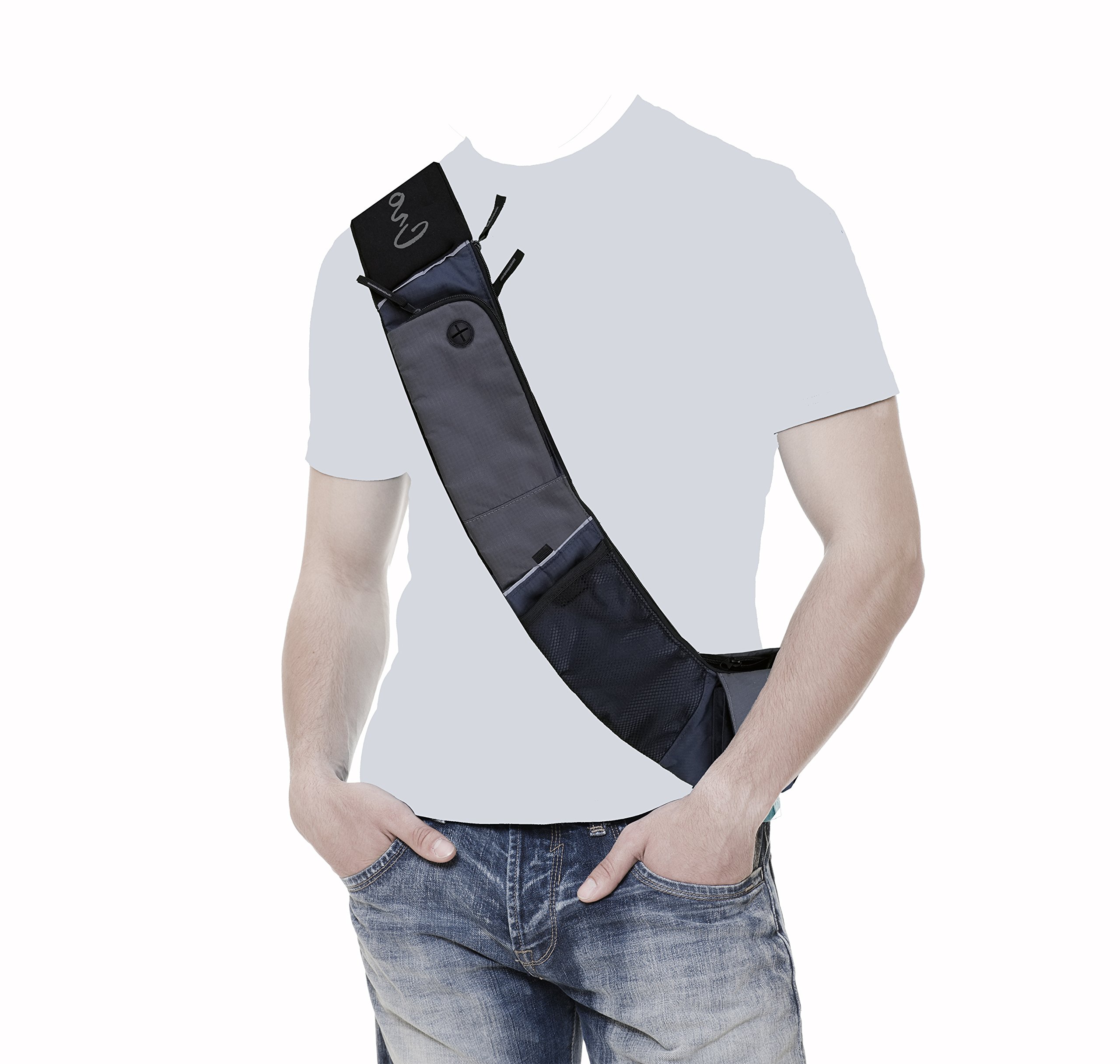 Paqlite CrossTab - TABLET Hands-Free Ultra-Light Personal Pack Carryall CrossBody Shoulder bag - Navy Blue - X-Large