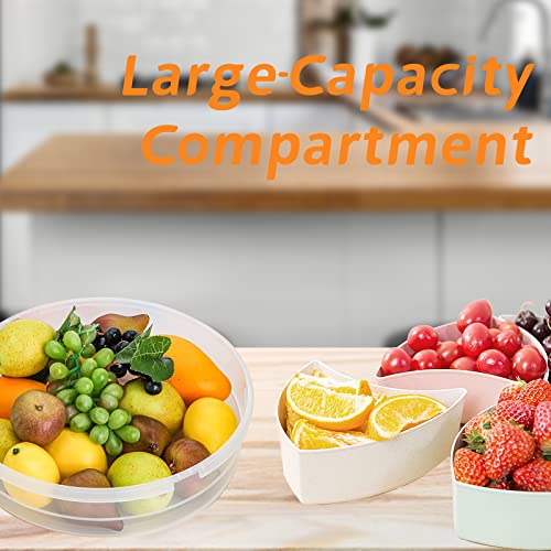 Round Divided Serving Tray Platter with Lid & Handle Storage Container, 5 Colorful Compartment Box Clear Organizer, Compartment Party Platter for Candy, Appetizer, Snack, Fruit, Nuts, Veggie, Parties
