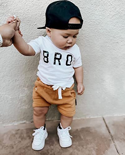 Newborn Baby Boy Clothes Summer Short Sleeve T-shirt Tops Solid Color Shorts 3 6 9 12 18 Months Boy Casual Outfits (Bro White, 18-24 Months)