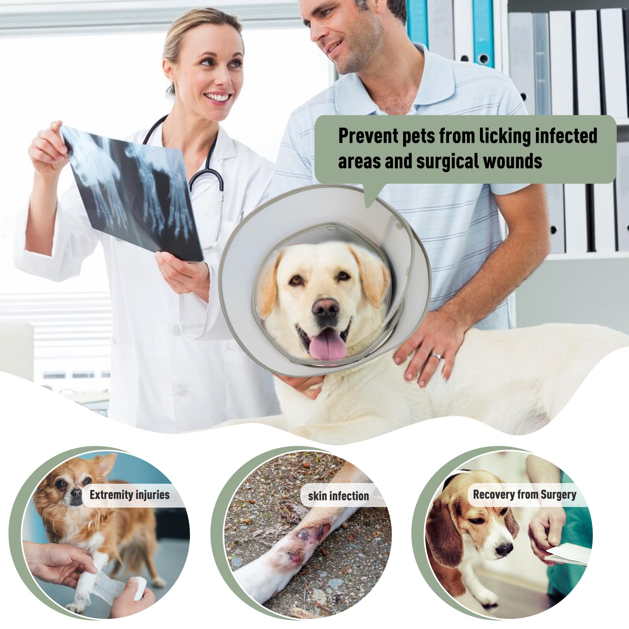 Fuz Bigaza Soft Dog Cone Collar for Large Medium Small Dogs After Surgery, Adjustable Pet Recovery E-Collar, Elizabethan Collar for Dogs and Cats, Tan XLarge