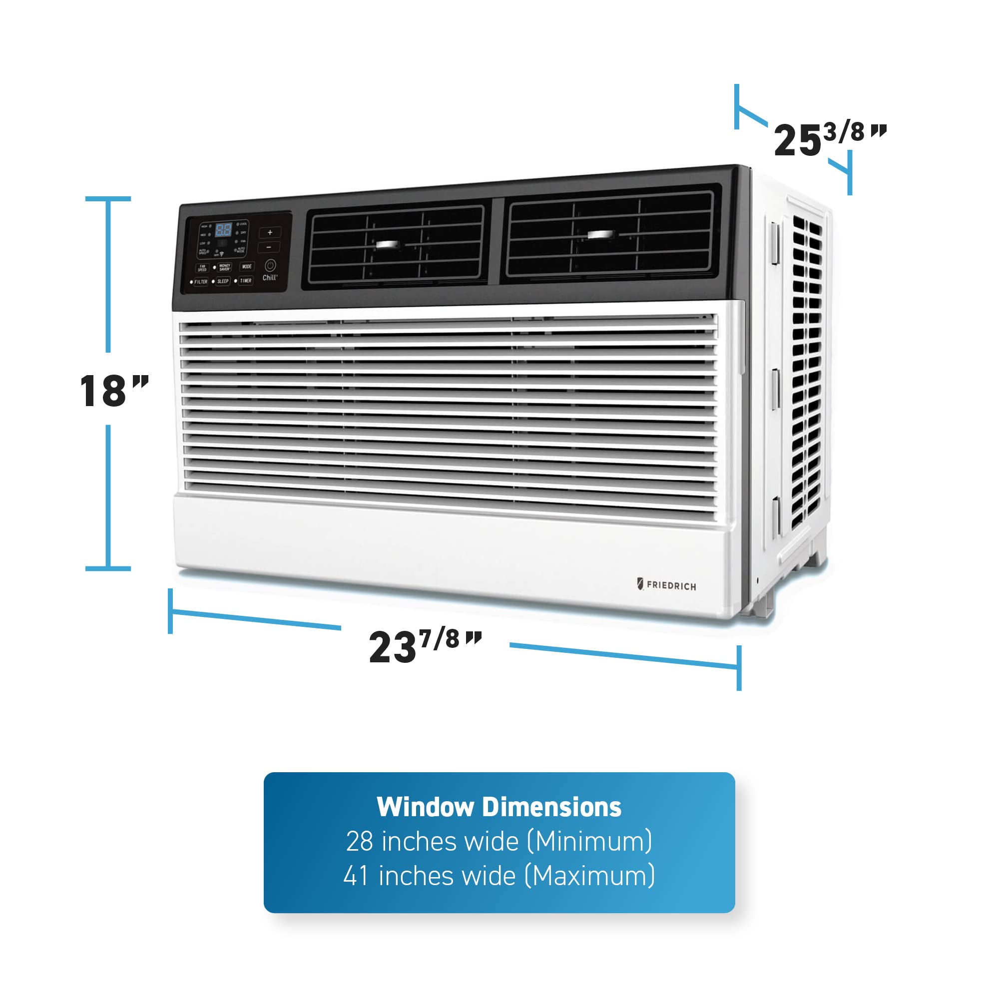 Friedrich CCW15B10B Chill Premier Smart Air Conditioner Wall & Window Unit, WiFi Mobile Control, White, Cooling Capacity (15,000 BTU)