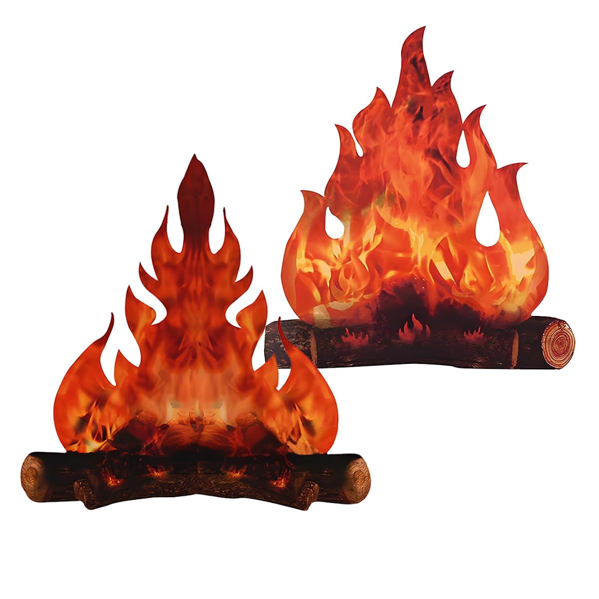 Fake Campfire Decoration - 3D Cardboard Fake Fire Centerpiece with Artificial Flames for Camping, Classroom Parties, Bachelorette Celebrations & More - Vibrant Red Orange Camp Fire Decor (STYLE01)