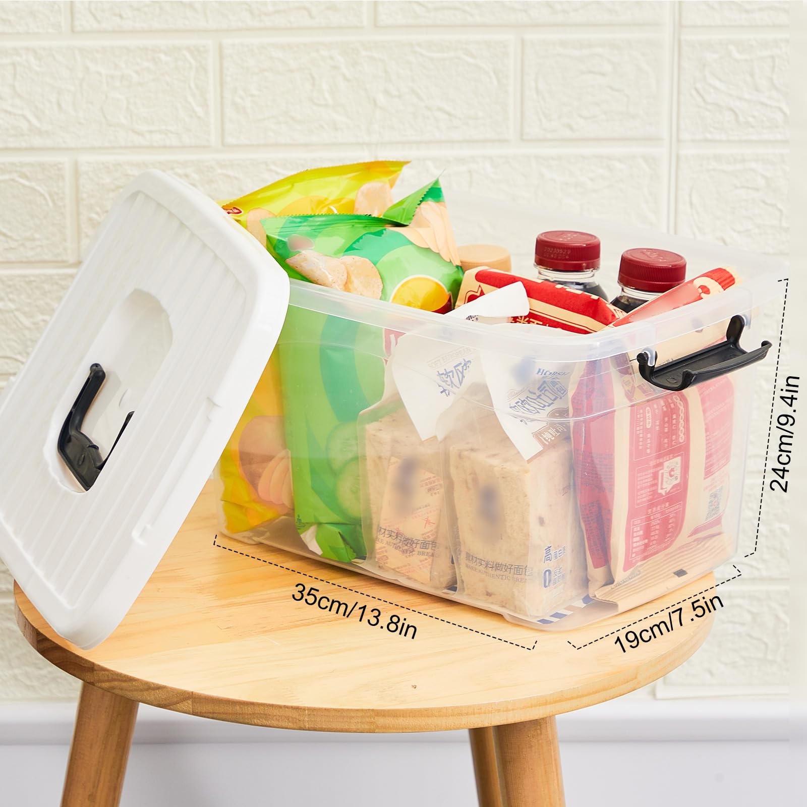 Cunno 12 Pack Plastic Storage Bins with Lids Clear Storage Containers Stackable Plastic Storage Latch Box Organizer with Handle (12 Qt)