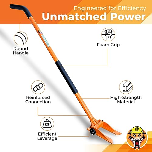 Gutster 60" Round Handle Demolition Bar - Ultimate Flooring/Hardwood Demolition Tool - Long Handle for Maximum Leverage - Ergonomic Handle to Apply Pressure Without Wrist Strain
