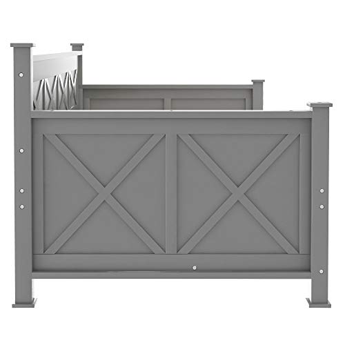 Oudiec Twin Daybed with Storage Drawers,Solid Pinewood Bedframe with Guardrail for Boys/Girls/Teens/Kids Bedroom,No Box Spring Needed,Gray